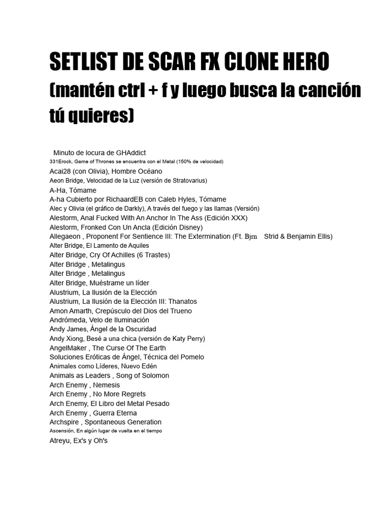 Setlist Completo de Scar FX Clone Hero | PDF | Músicos