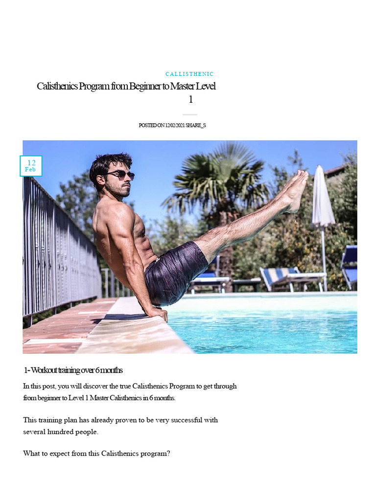 6-Month Calisthenics Training Plan | PDF | Physical Fitness | Physical ...