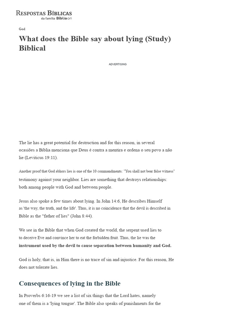 Biblical Teachings on Lying | PDF