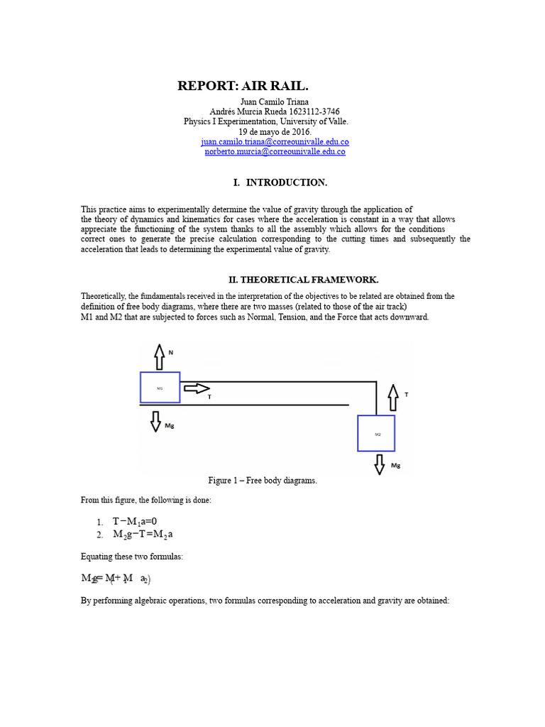 Laboratory Report, Air Track Experiment | PDF | Force | Acceleration