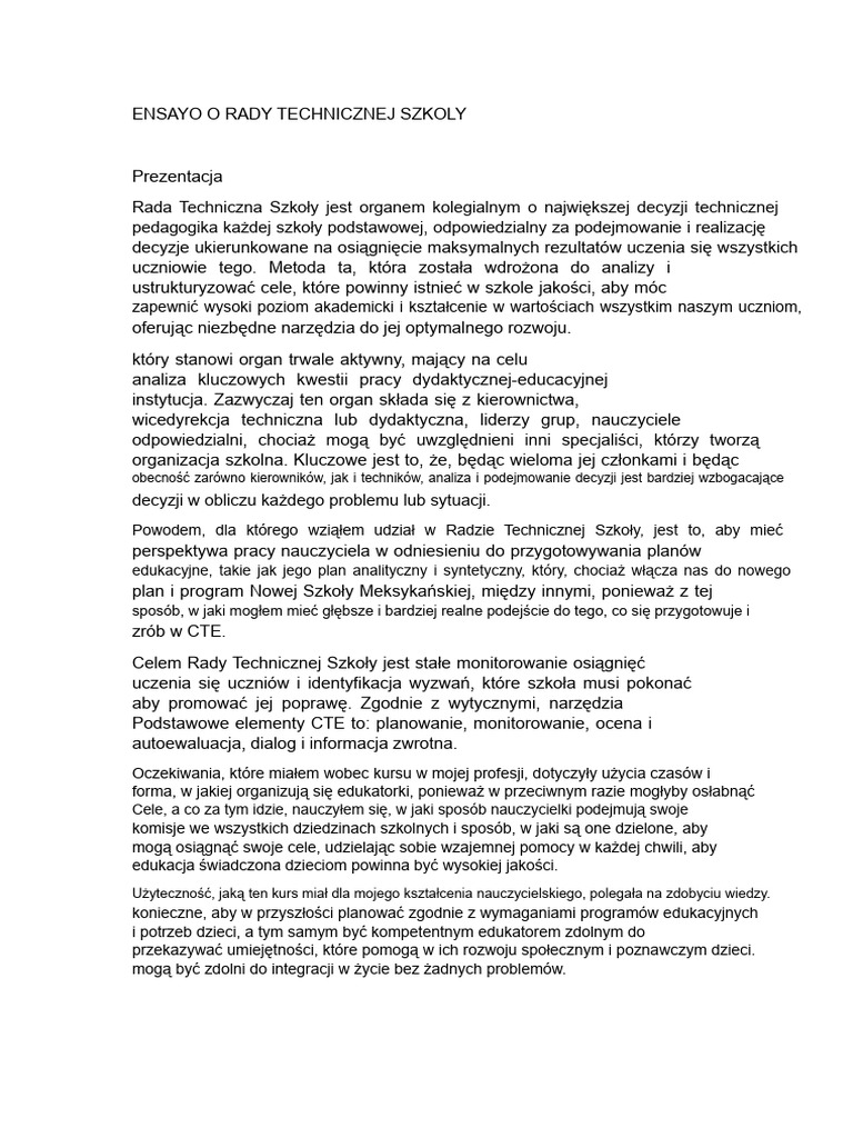 Essay of School Technical Council | PDF