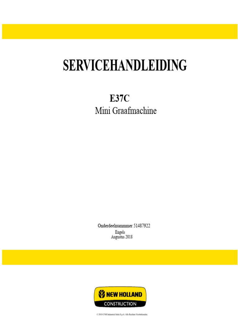 New Holland E37C Mini Graafmachine Service Reparatie Handleiding 2018 | PDF