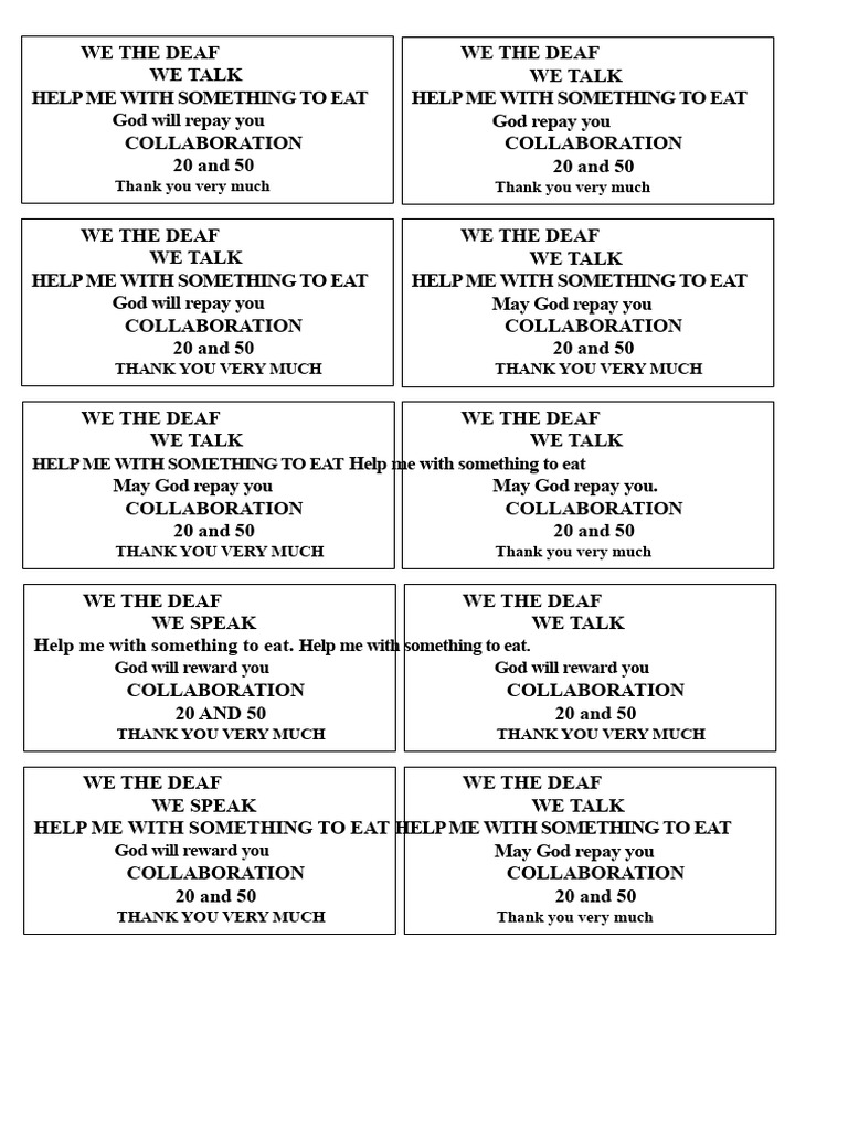 Deaf Mute Printable Template | PDF