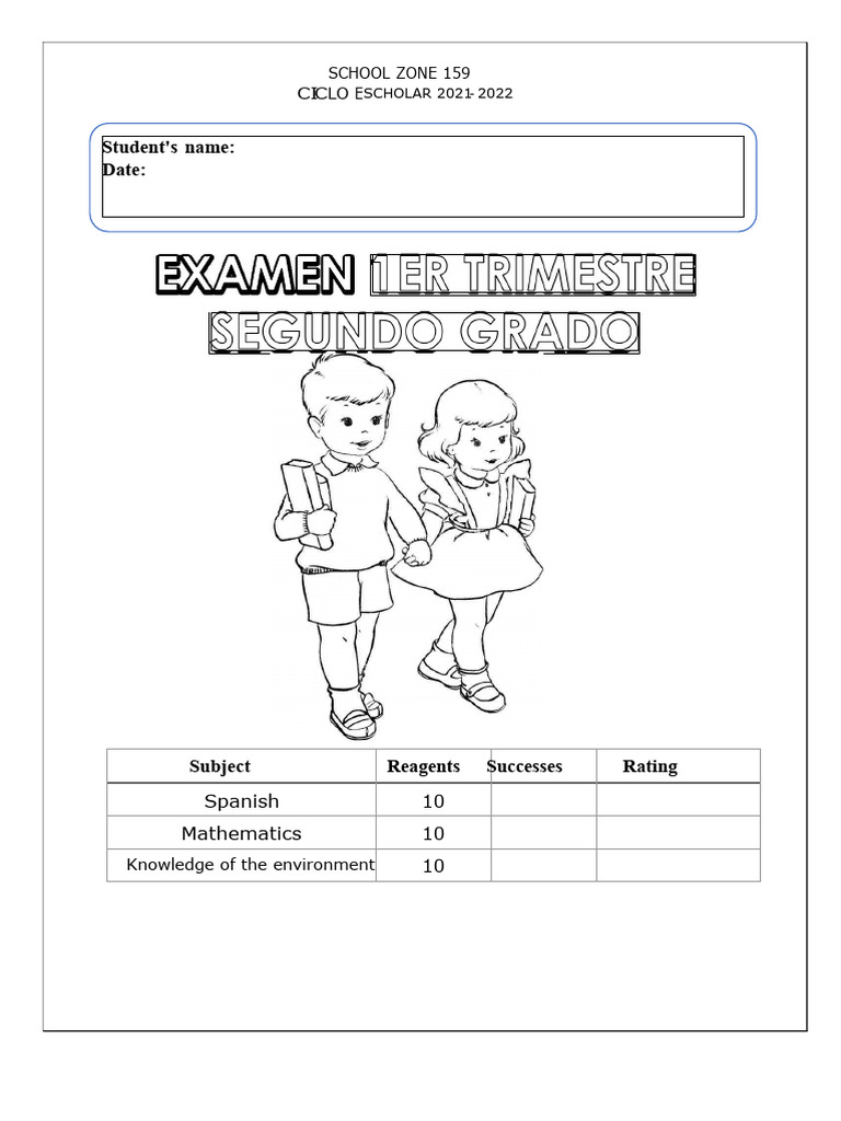 First Trimester Exam Second Grade | PDF