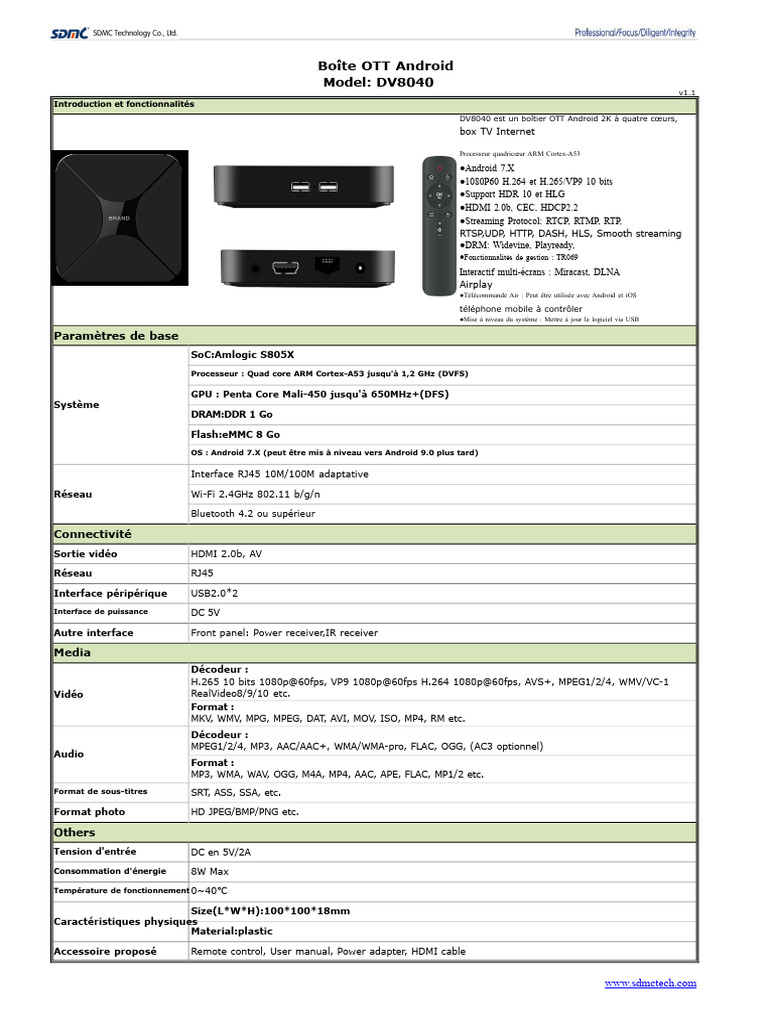 Boîtier OTT Android DV8040 2K 4 cœurs | PDF | Android (Système d ...