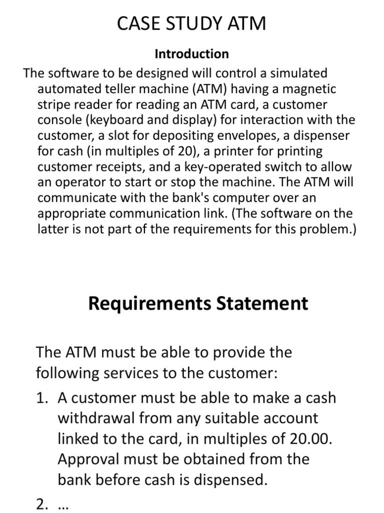Case Study Atm | PDF | Automated Teller Machine | Computer Engineering