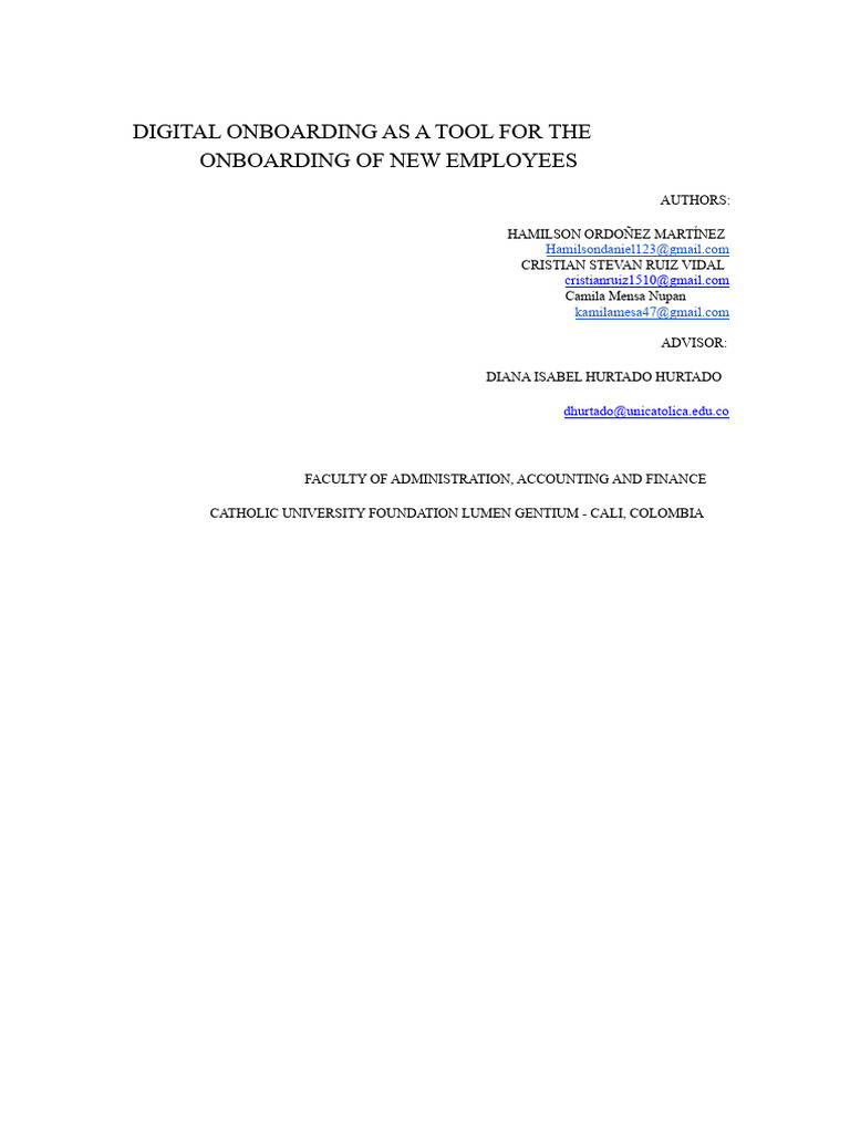 Onboarding Digital As A Tool For Incorporating New Employees | PDF ...
