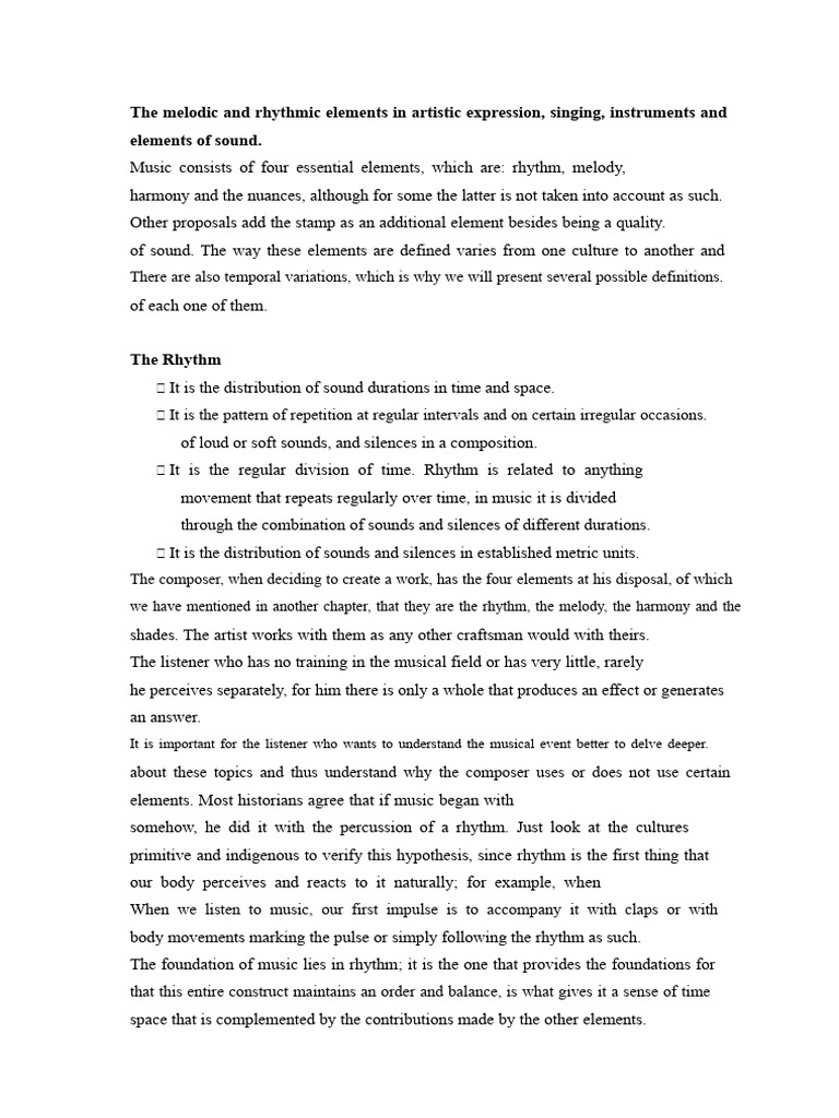 The Melodic and Rhythmic Elements in Artistic Expression | PDF ...