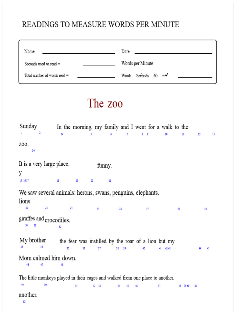 Readings Words Per Minute First Grade Volume II OK | PDF