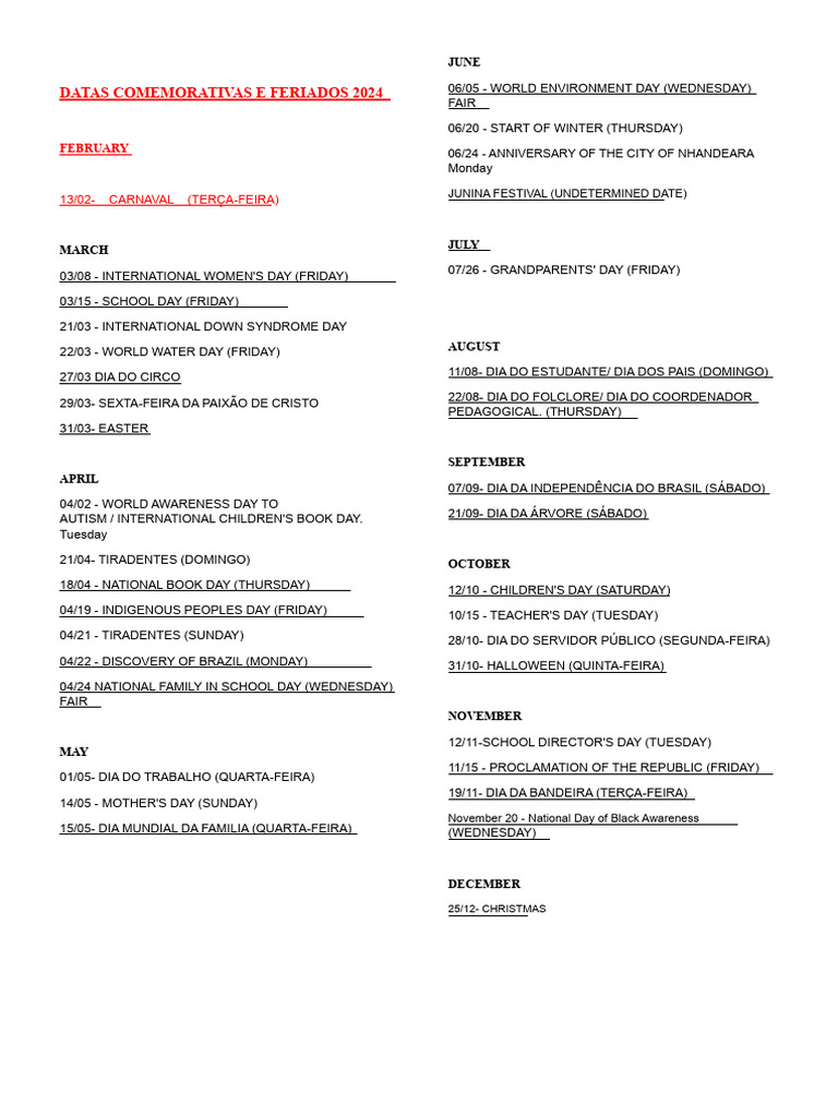 Commemorative Dates 2024 | PDF | Organized Events | Observances