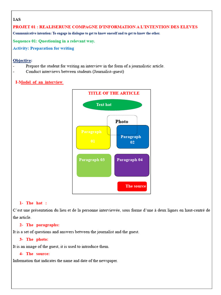 1AS P1 S4 The interview Preparation for the written exam | PDF