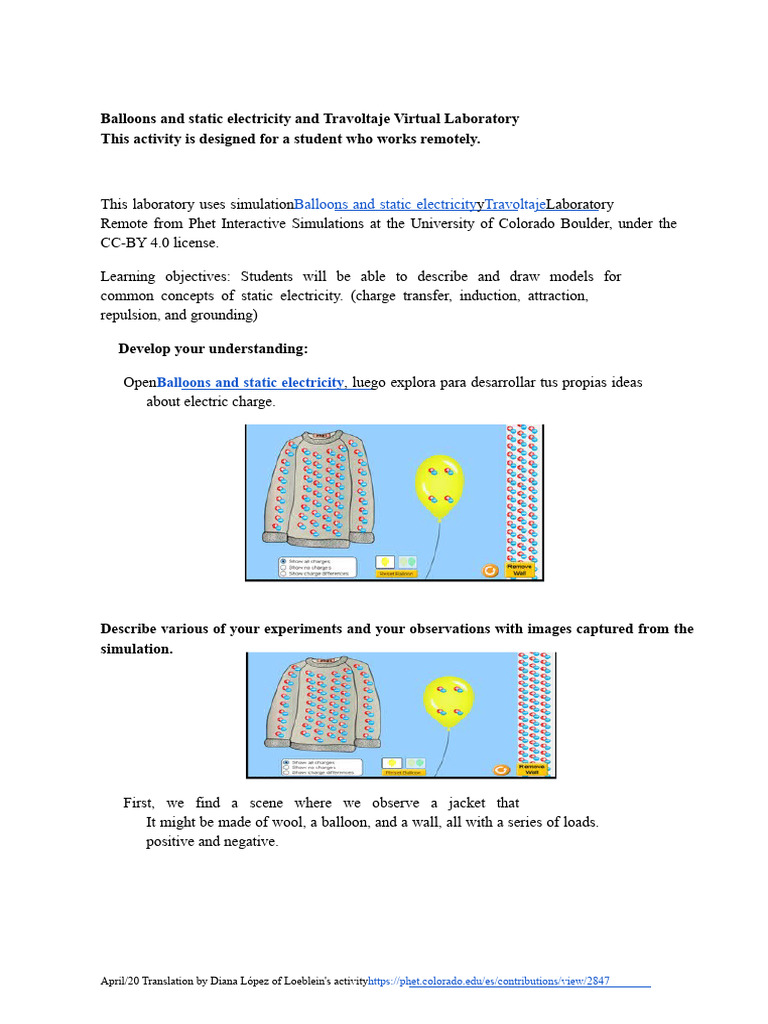 Balloons and Static Electricity and High Voltage | PDF | Electric ...