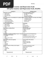 HADS Questionnaire and Scoring Guide | PDF | Emotions | Psychology