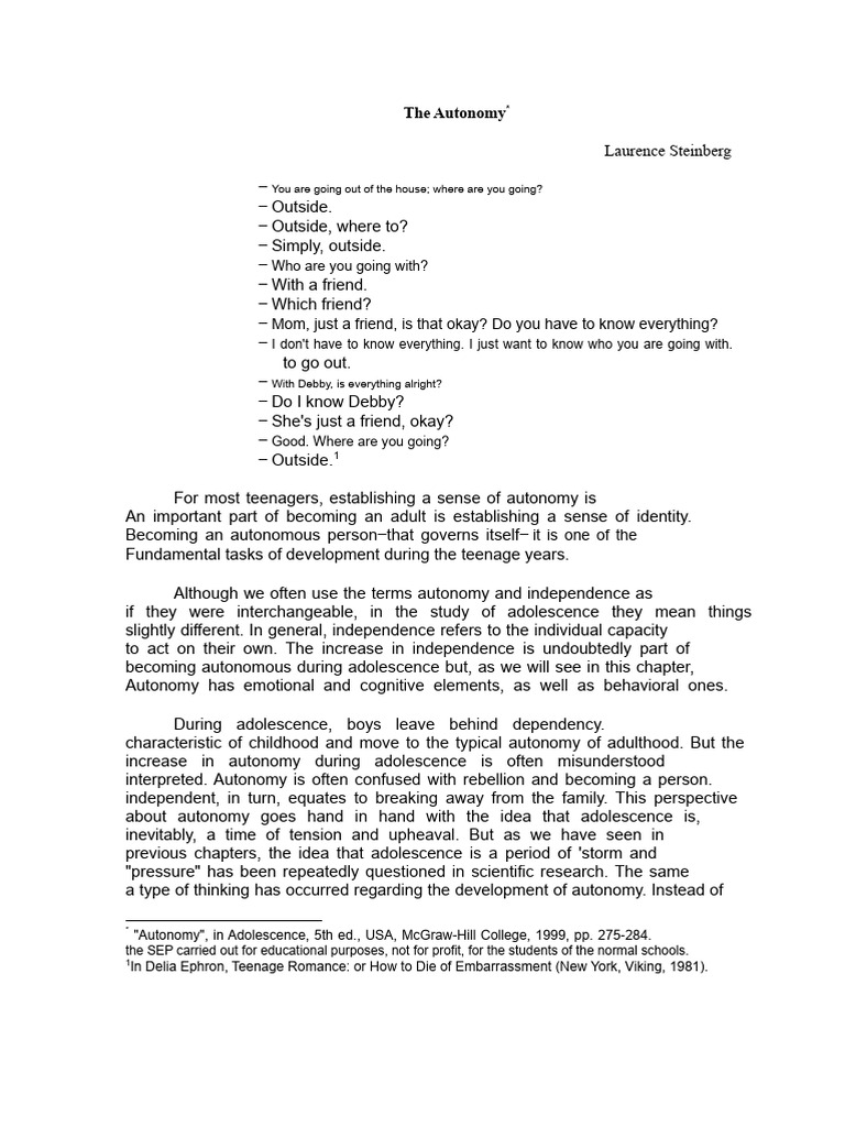 Understanding Teen Autonomy Development | PDF | Adolescence | Autonomy