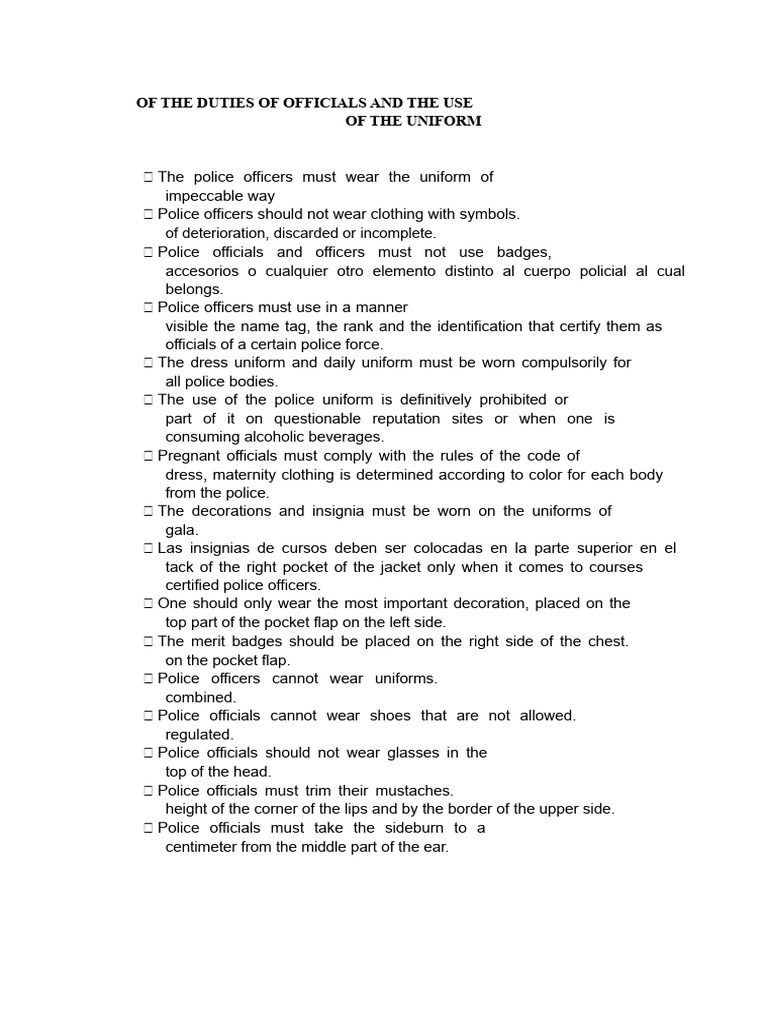 Of The Duties of The Officials and The Use of The Uniform | PDF ...