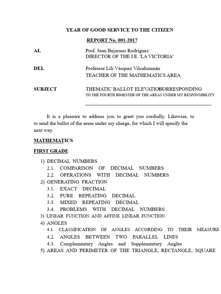Curriculum For 1st Grade of Secondary Education in The Area of ...