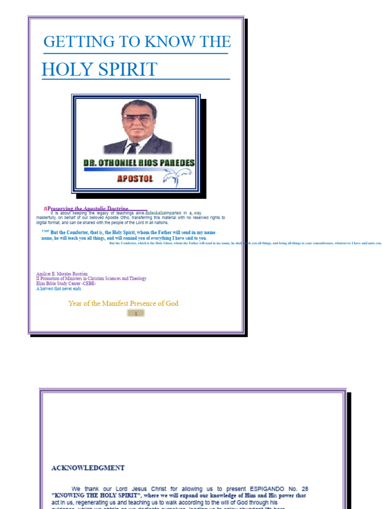 Knowing The Holy Spirit | PDF | Fruit Of The Holy Spirit | Jesus