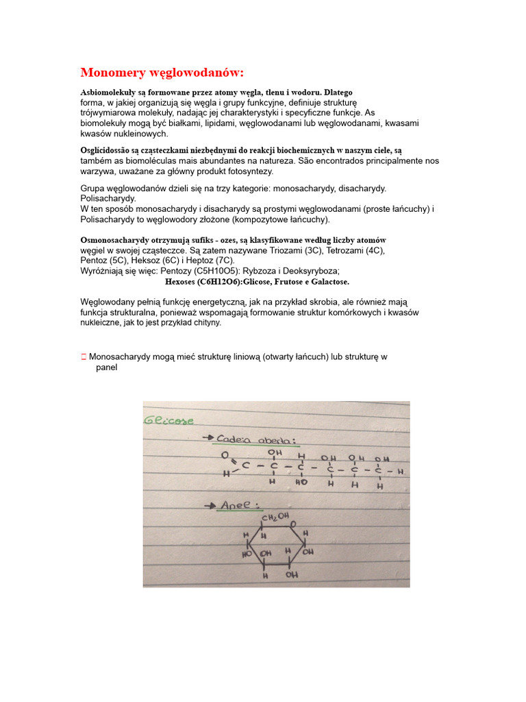 Monomery Węglowodanów | PDF