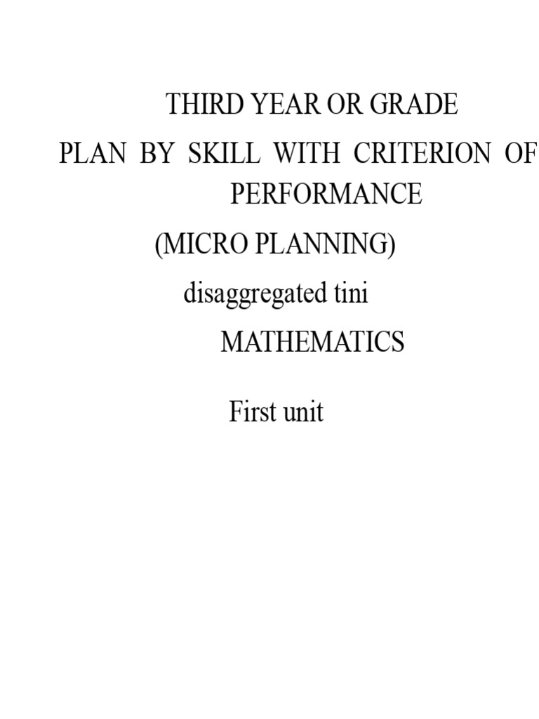 Mathematics Skills Plan With Performance Criteria For Third Grade 2020 ...