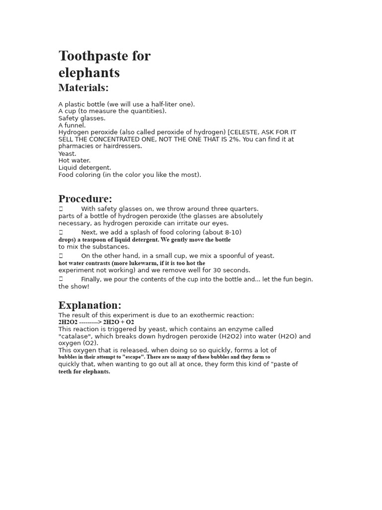 Toothpaste For Elephants | PDF