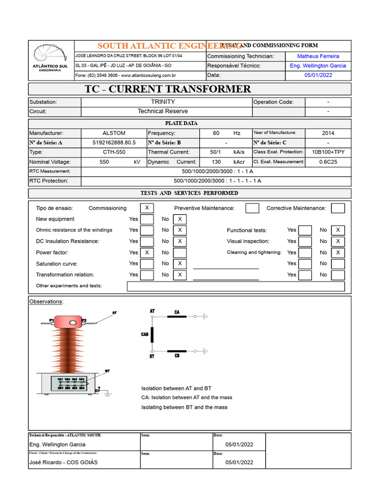 Current Transformer ALSTOM N. 5192162888.80.5 - COMPLETED | PDF ...