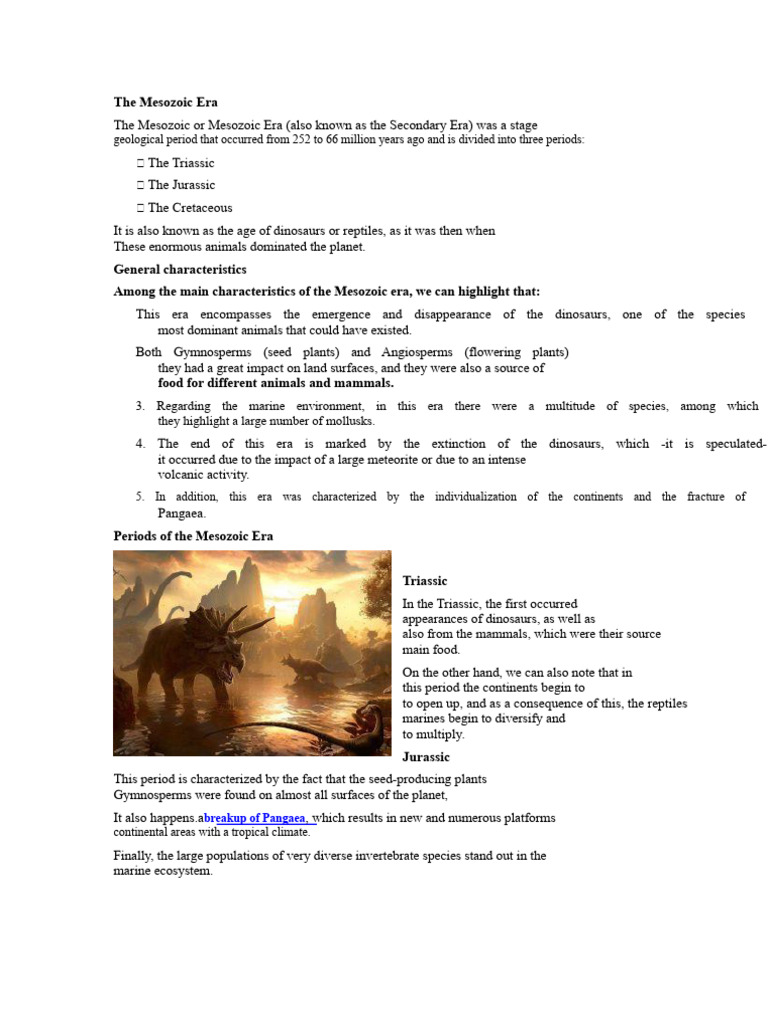 The Mesozoic Era | PDF | Paleontology | Earth Sciences