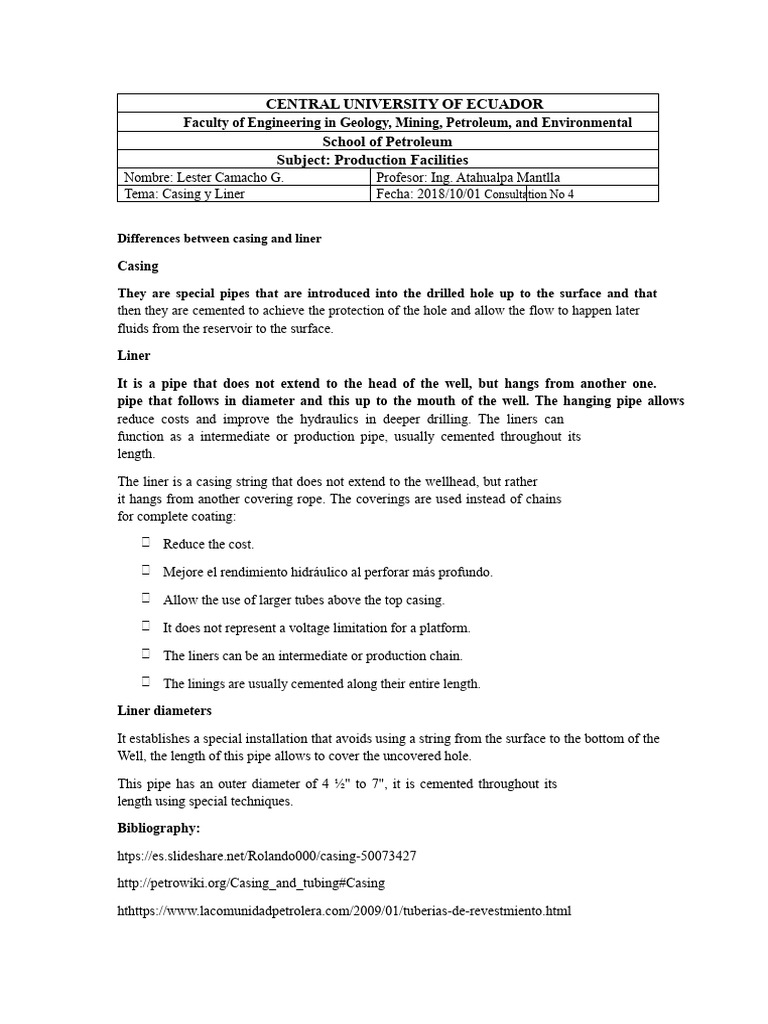 Casing and Liner | PDF