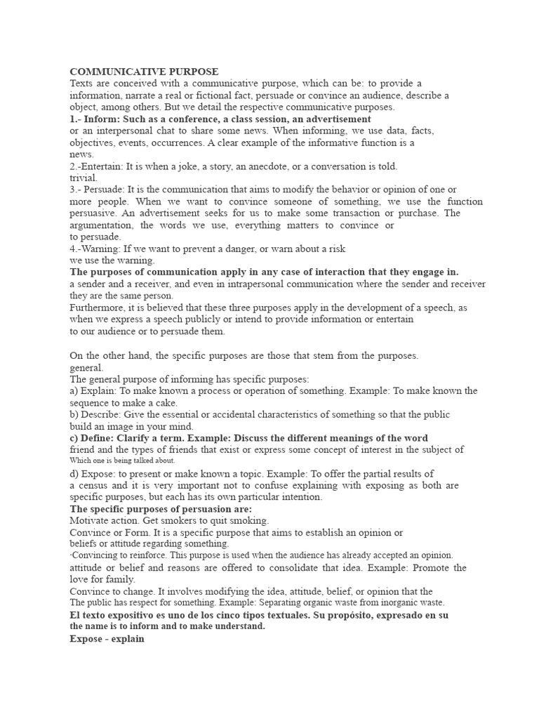 Understanding Communicative Purposes | PDF | Communication | Persuasion