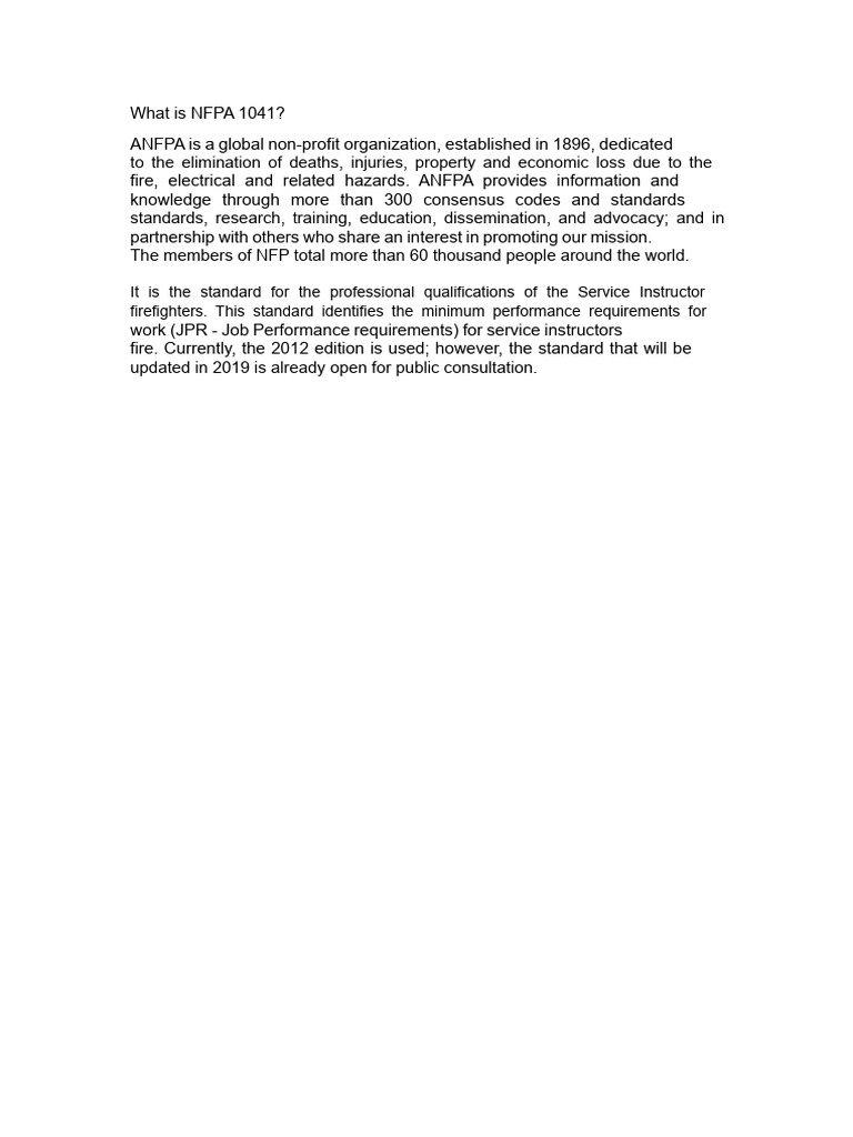 What is NFPA 1041.docx | PDF