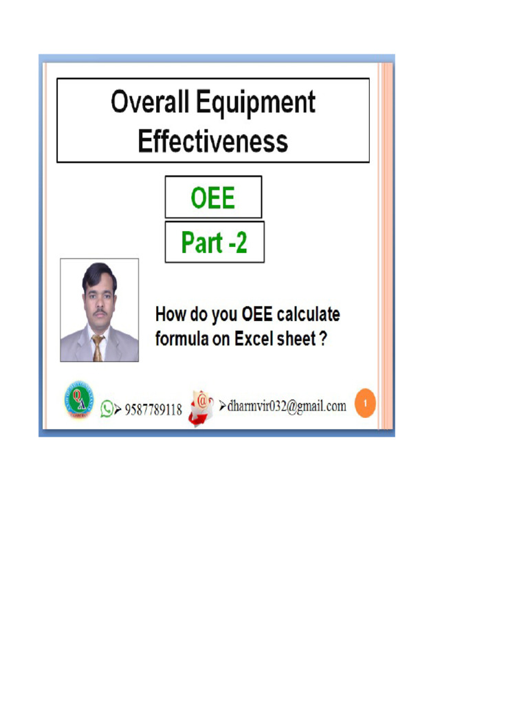Rumus Perhitungan OEE Di Lembar Excel | PDF