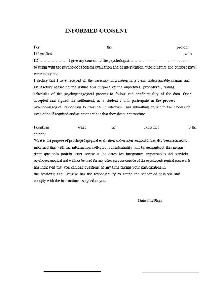 Psychopedagogical Evaluation Consent Form | PDF