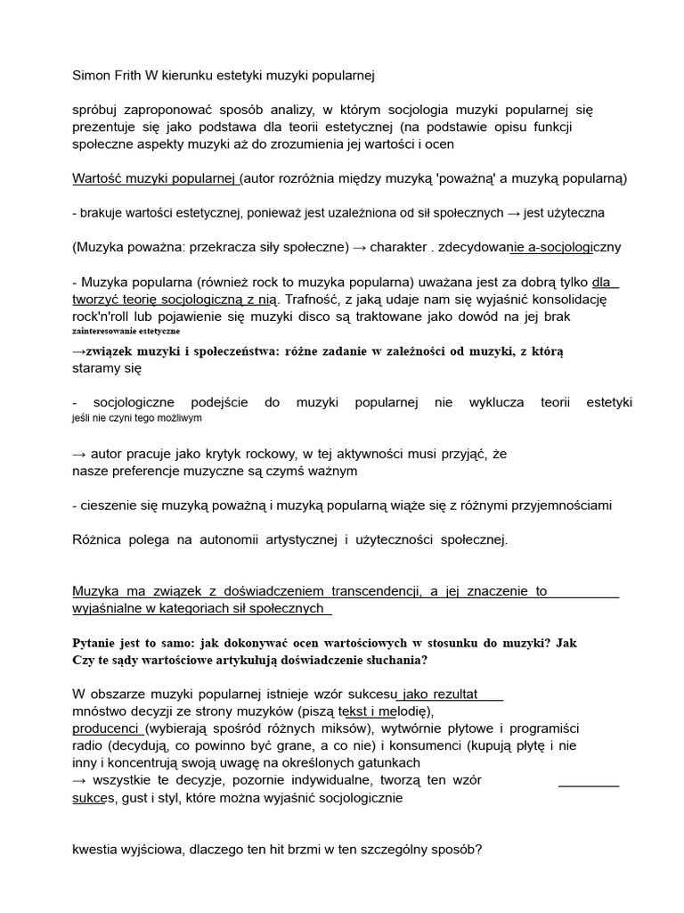 streszczenie. Frith | PDF