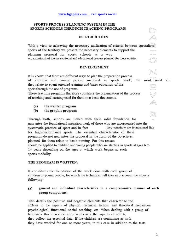 Sports Program Planning for Schools | PDF | Learning | Cognition