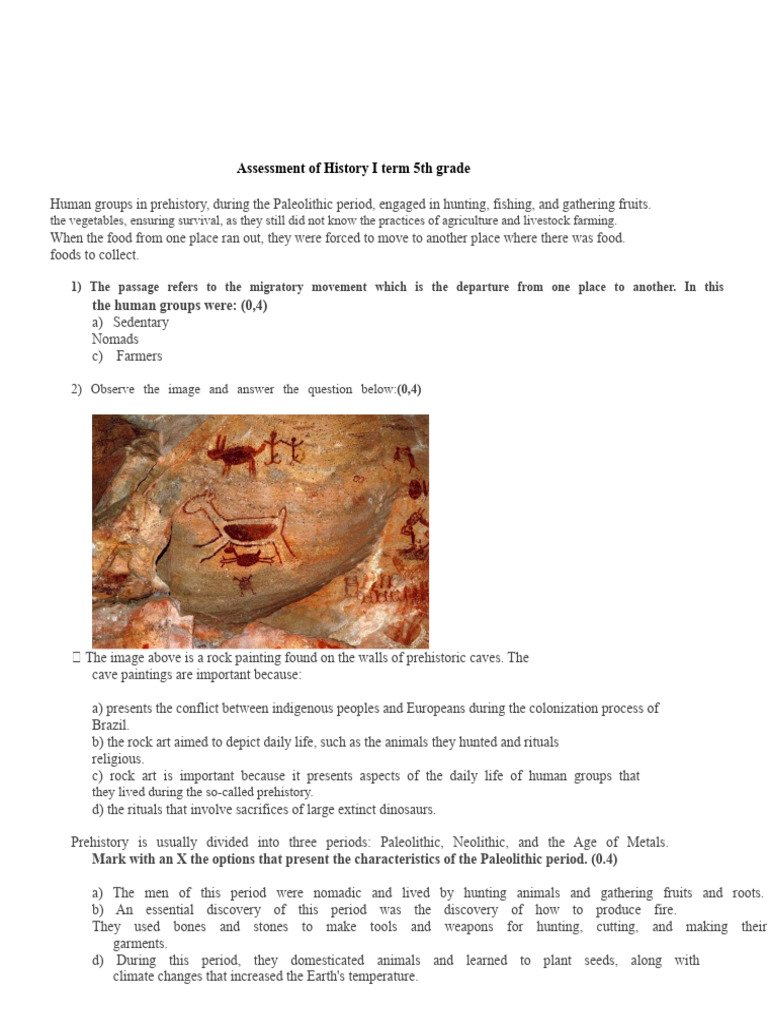 5th Grade Prehistory Assessment Guide | PDF | Paleolithic | Agriculture