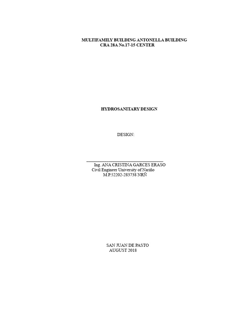 Hydrosanitary Design Model of Building | PDF | Flow Measurement ...