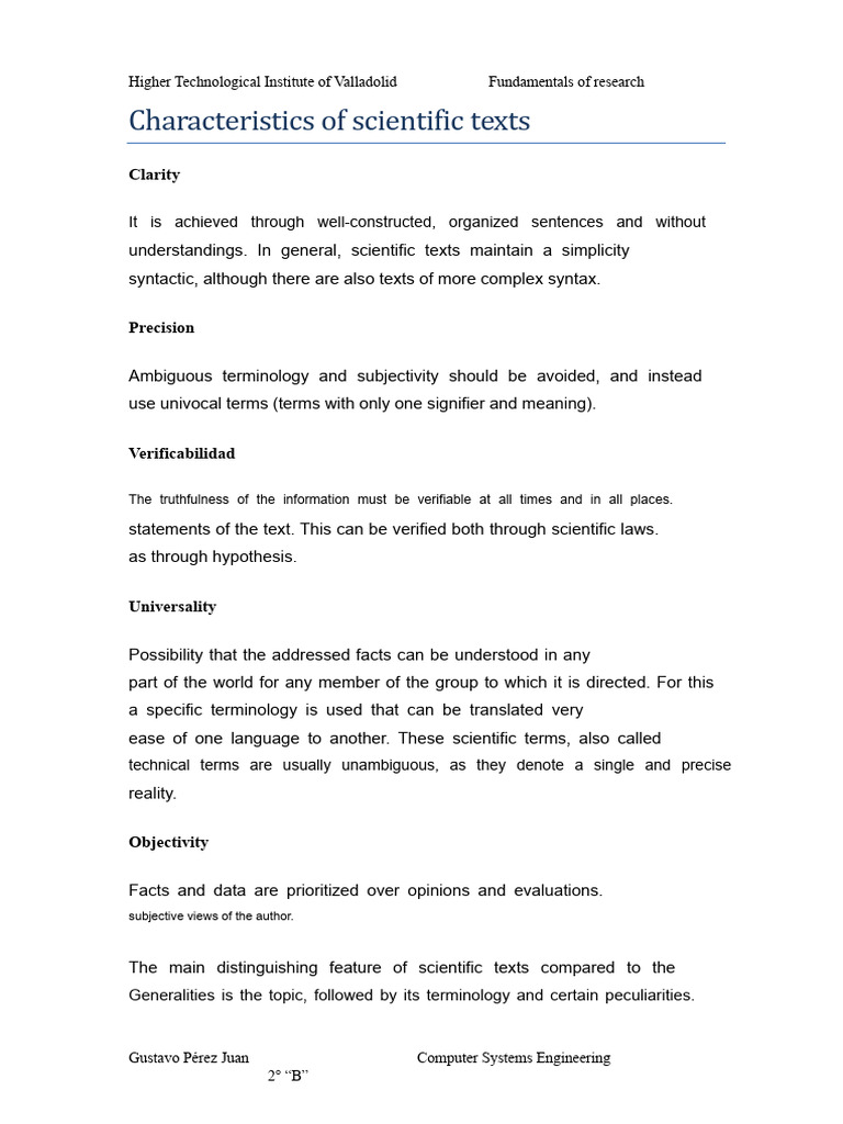 Characteristics of Scientific Texts | PDF | Concept | Knowledge