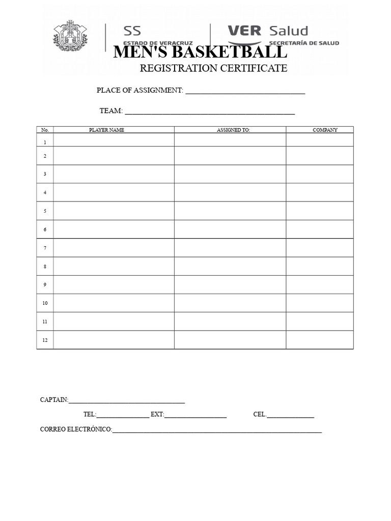 Men's Basketball Registration Form | PDF