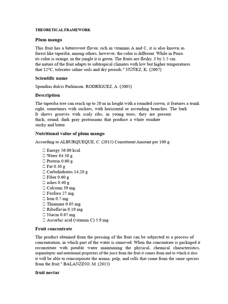Theoretical Framework Nectar | PDF | Juice | Diet & Nutrition