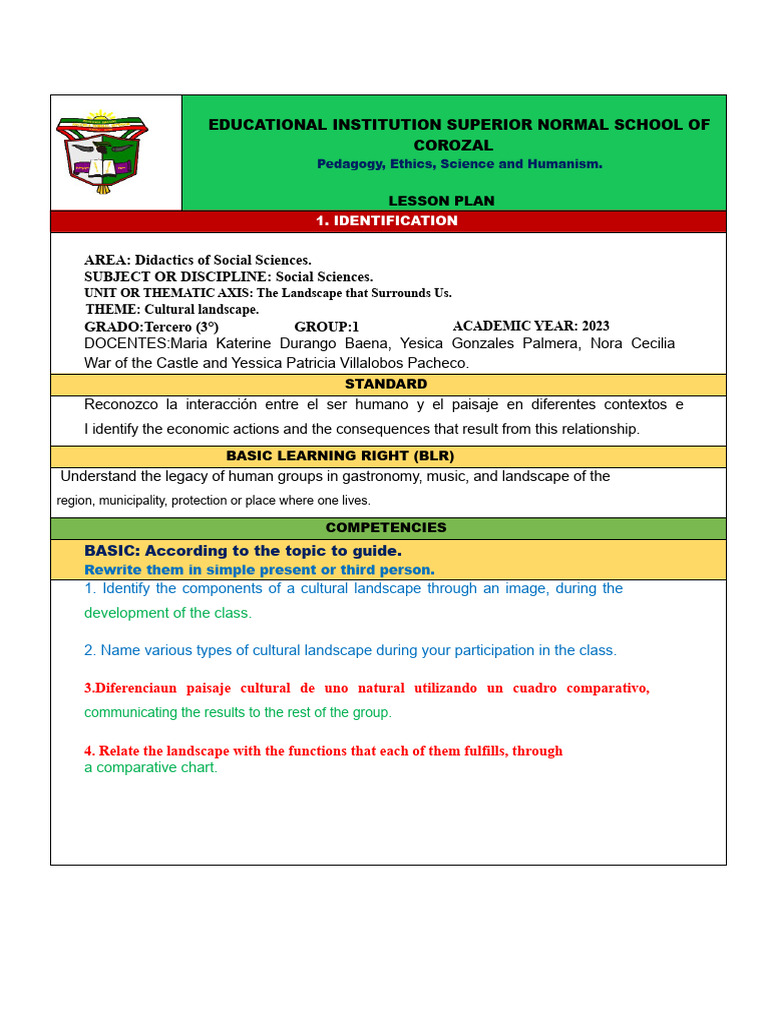 Social Sciences Lesson Plan | PDF | Landscape | Knowledge