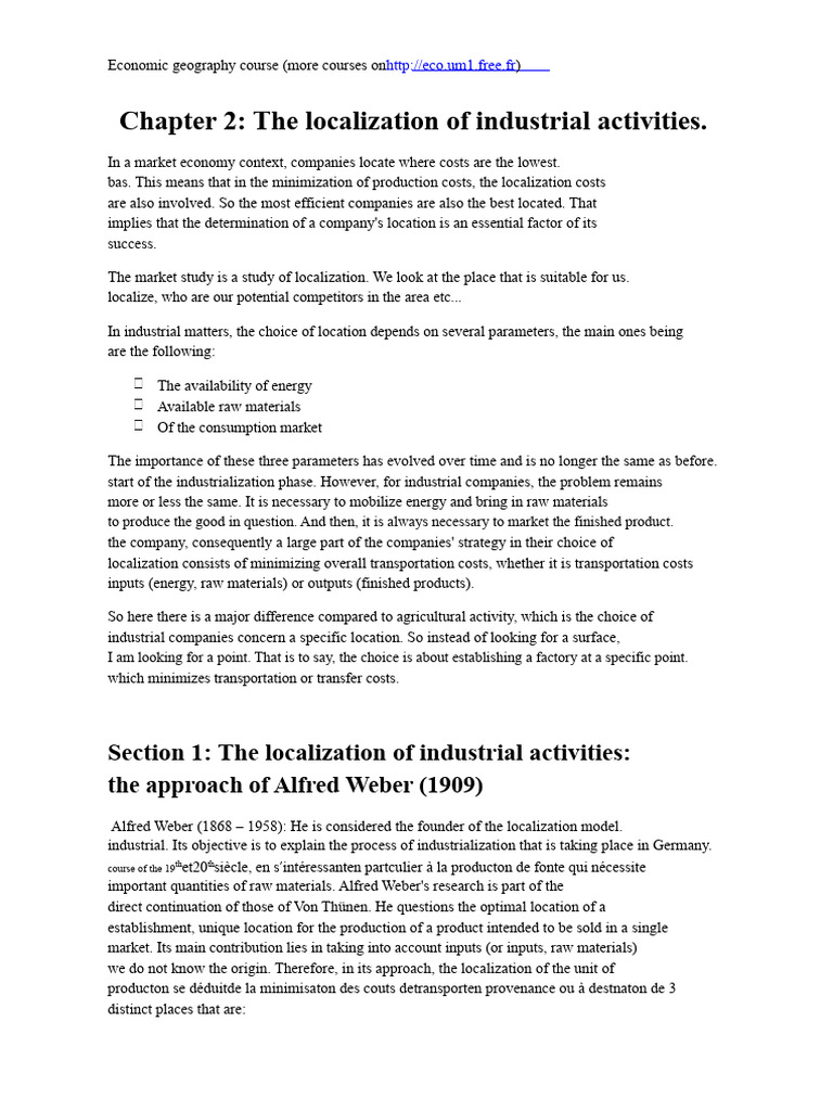 Section 1: The Localization of Industrial Activities | PDF | Labour ...