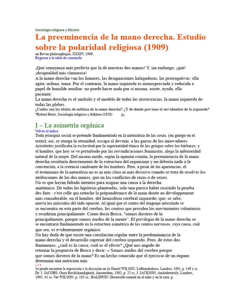 La Preeminencia de La Mano Derecha. Estudio Sobre La Polaridad ...
