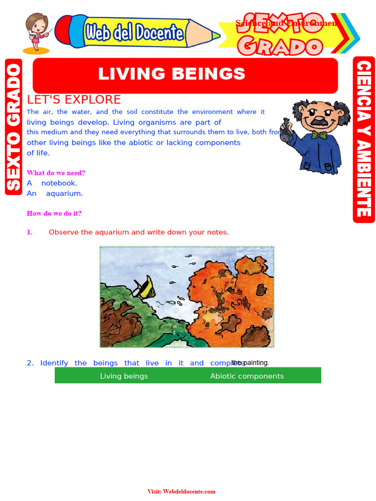 Living Beings For Sixth Grade of Primary School | PDF | Organisms | Life