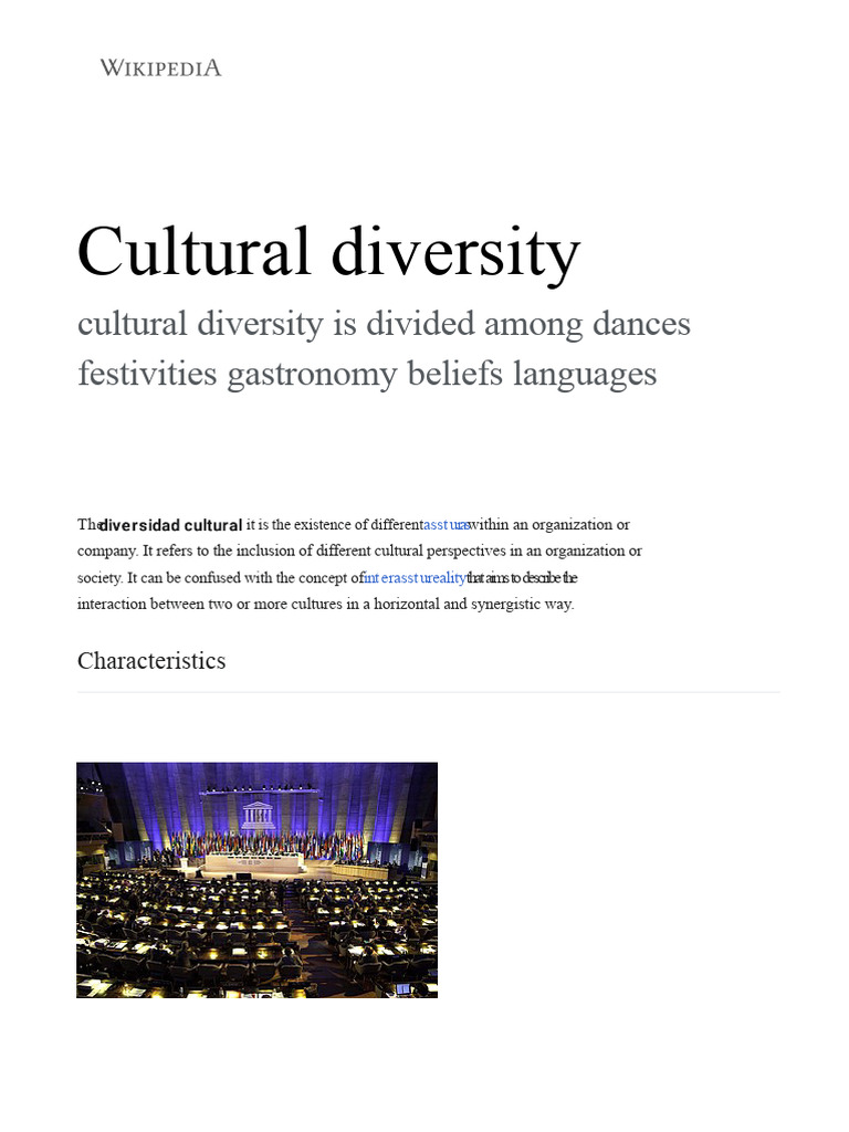 Cultural Diversity - Wikipedia, The Free Encyclopedia | PDF | Cultural ...