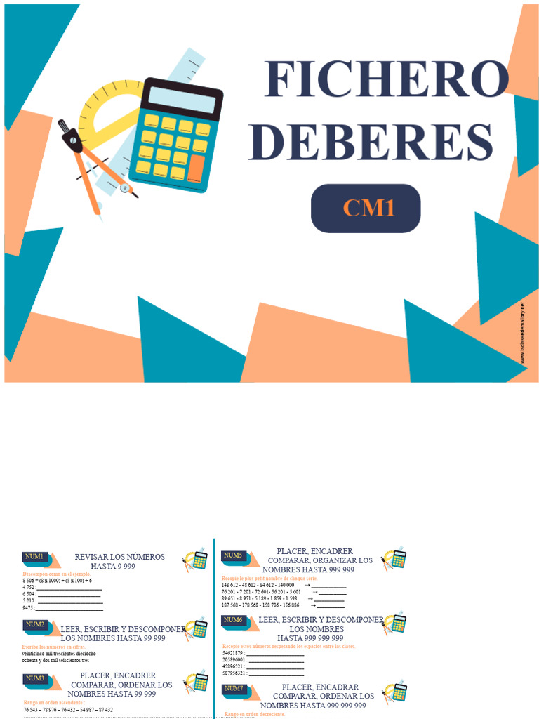 La Clase de Mallory Archivo-Deberes-Cm1-Matemáticas | PDF | Matemática ...