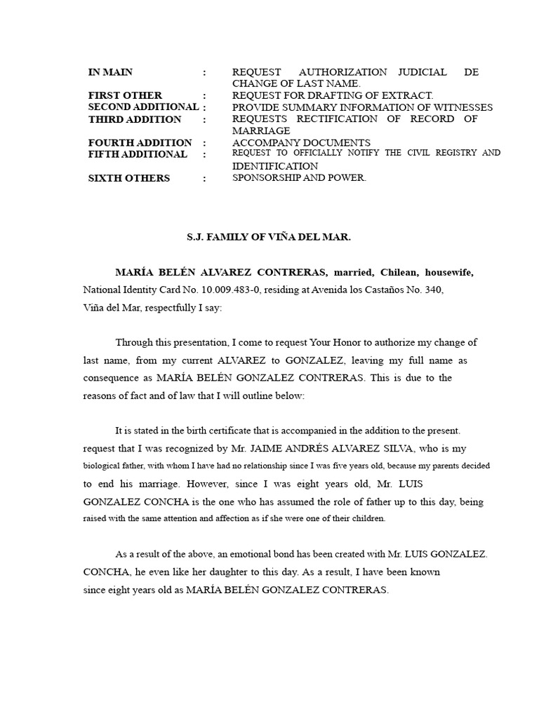 Model of Name Change Application | PDF | Social Institutions | Justice