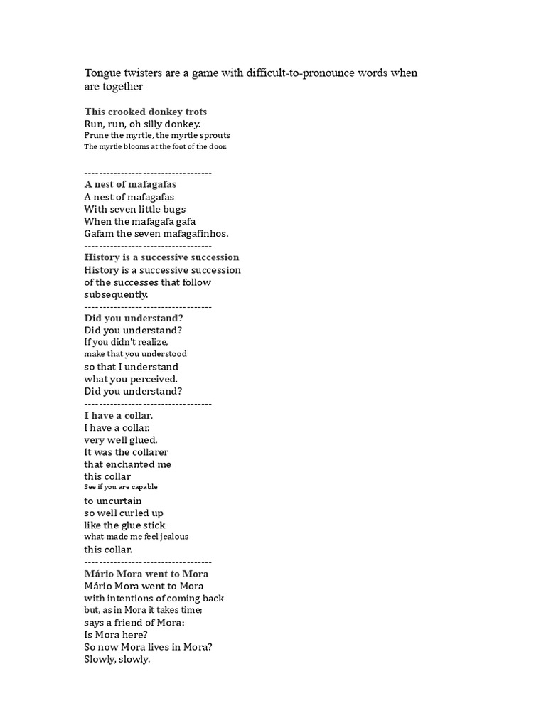 Tongue Twisters Are A Game With Words That Are Difficult To Pronounce ...