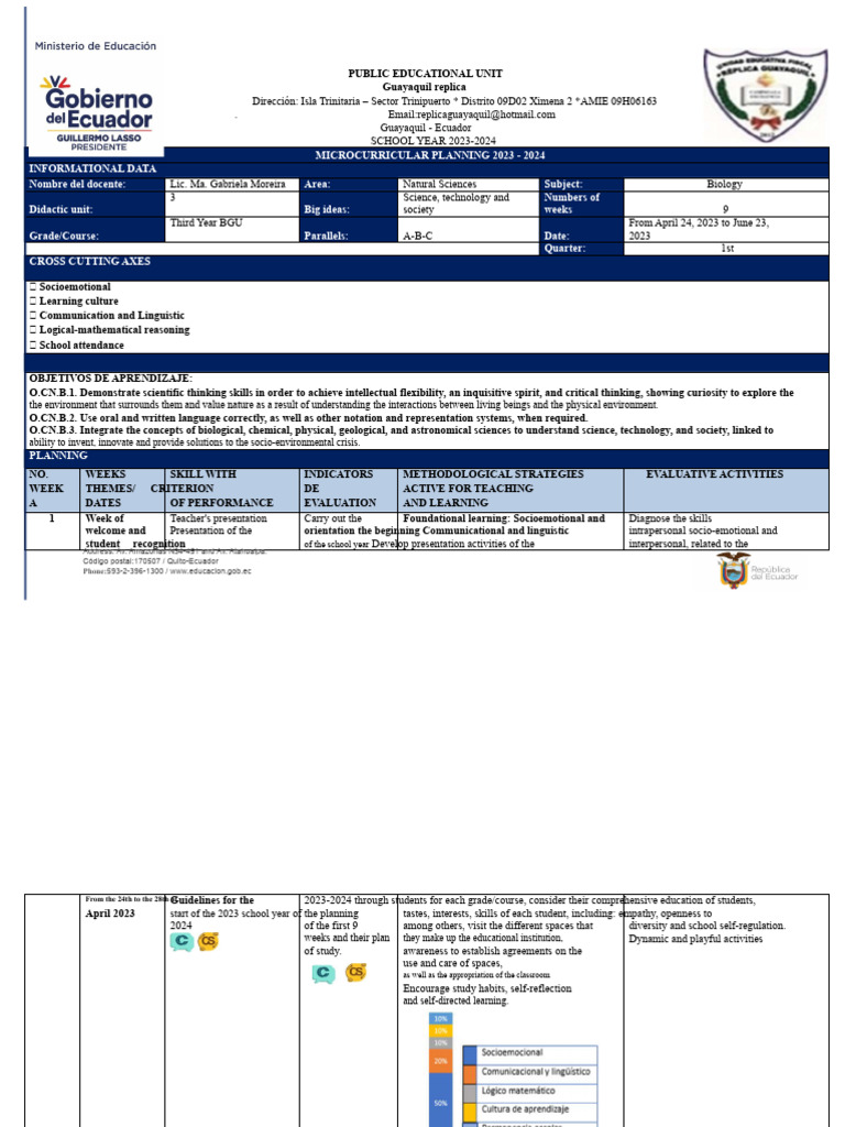 9 Week Planning Biology 3rd BGU | PDF | Heredity | Gene