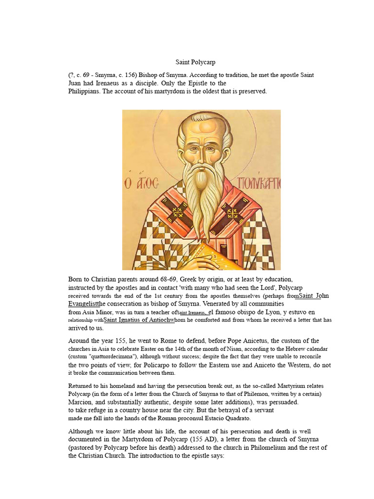 Biography of Polycarp | PDF | Ancient Christianity | Abrahamic Religions