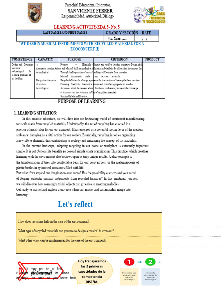 WE DESIGN MUSICAL INSTRUMENTS Recycling 1st-4th Year | PDF | Recycling