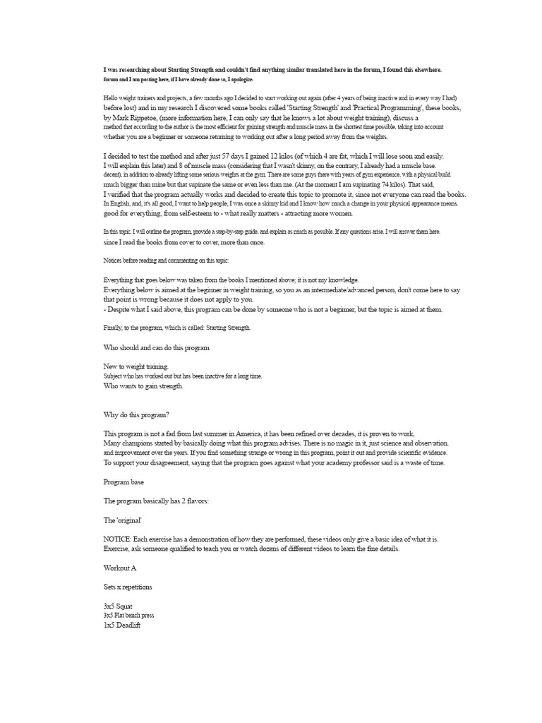 Starting Strength - Programs | PDF | Strength Training | Foods